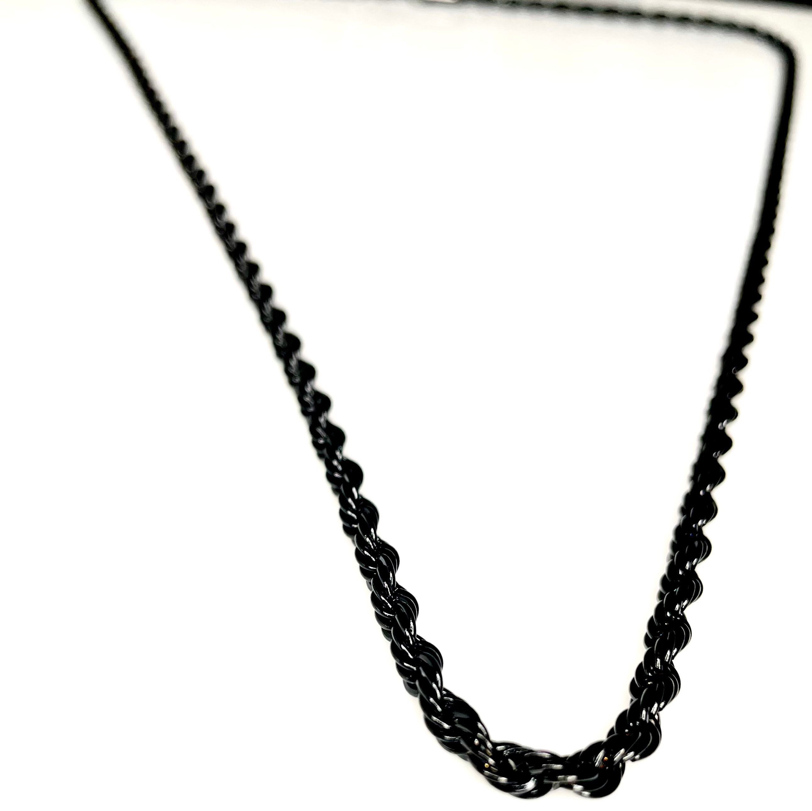 Black Rope Chain Necklace Stainless Steel 3mm for Men or - Etsy