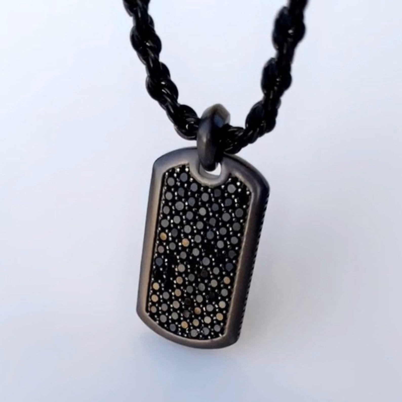 Matte Black Mens Dog Tag Necklaces by JV Jewelry - Etsy