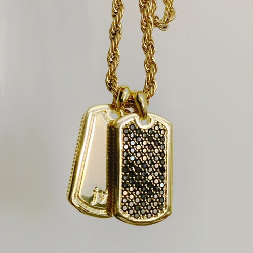 14k Gold Engraved Dog Tag Pendant - Etsy