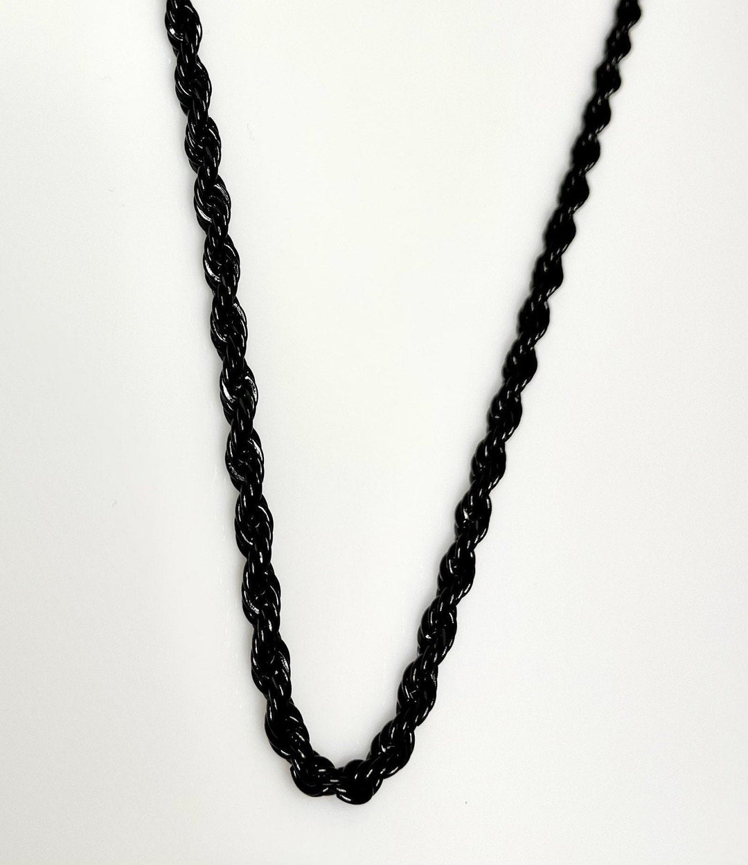 Black Rope Chain Necklace Stainless Steel - 3mm - for Men or Unisex ...