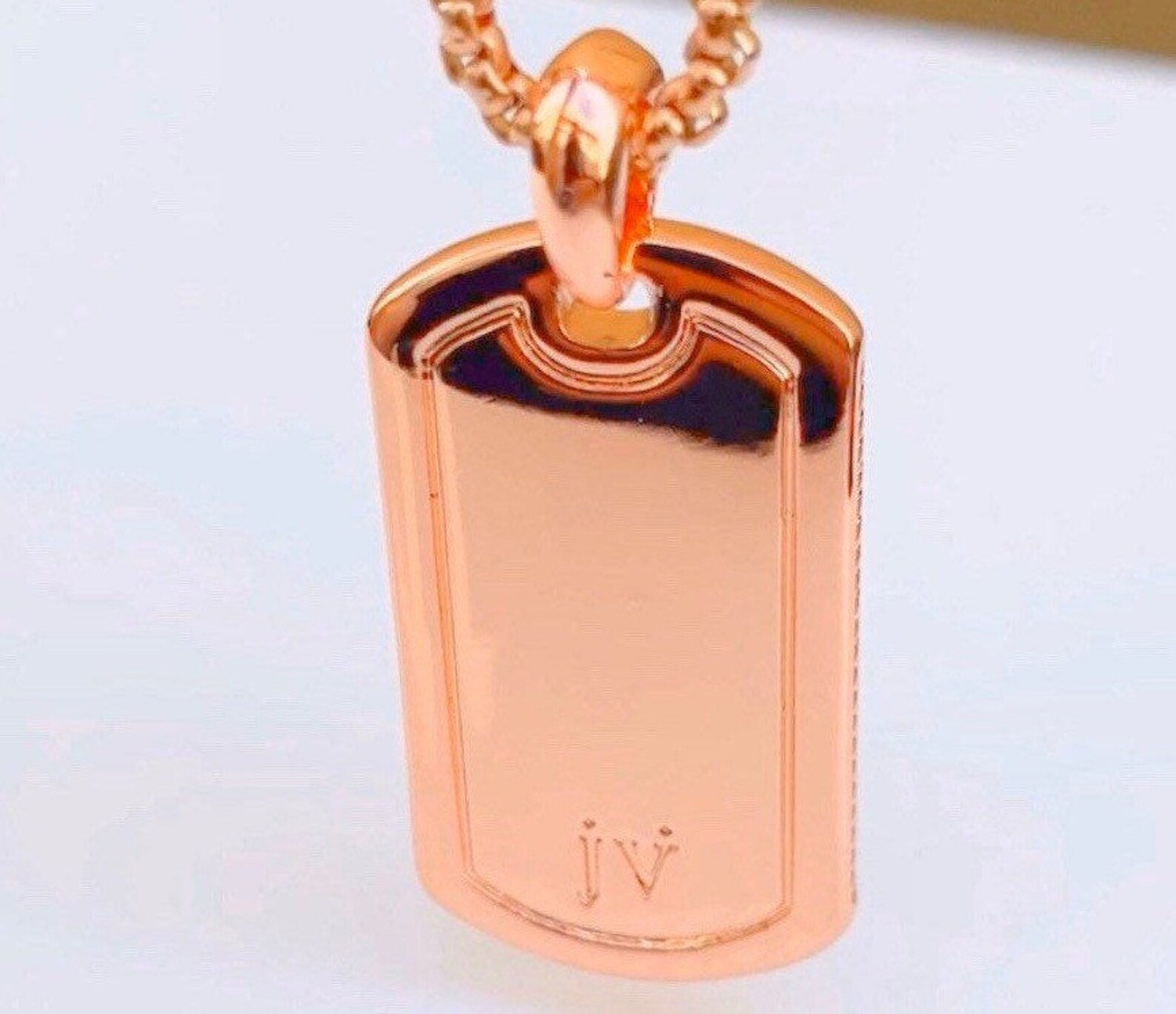 Rose Gold on Champagne Gemstone Dog Tag Necklaces by J. | Etsy