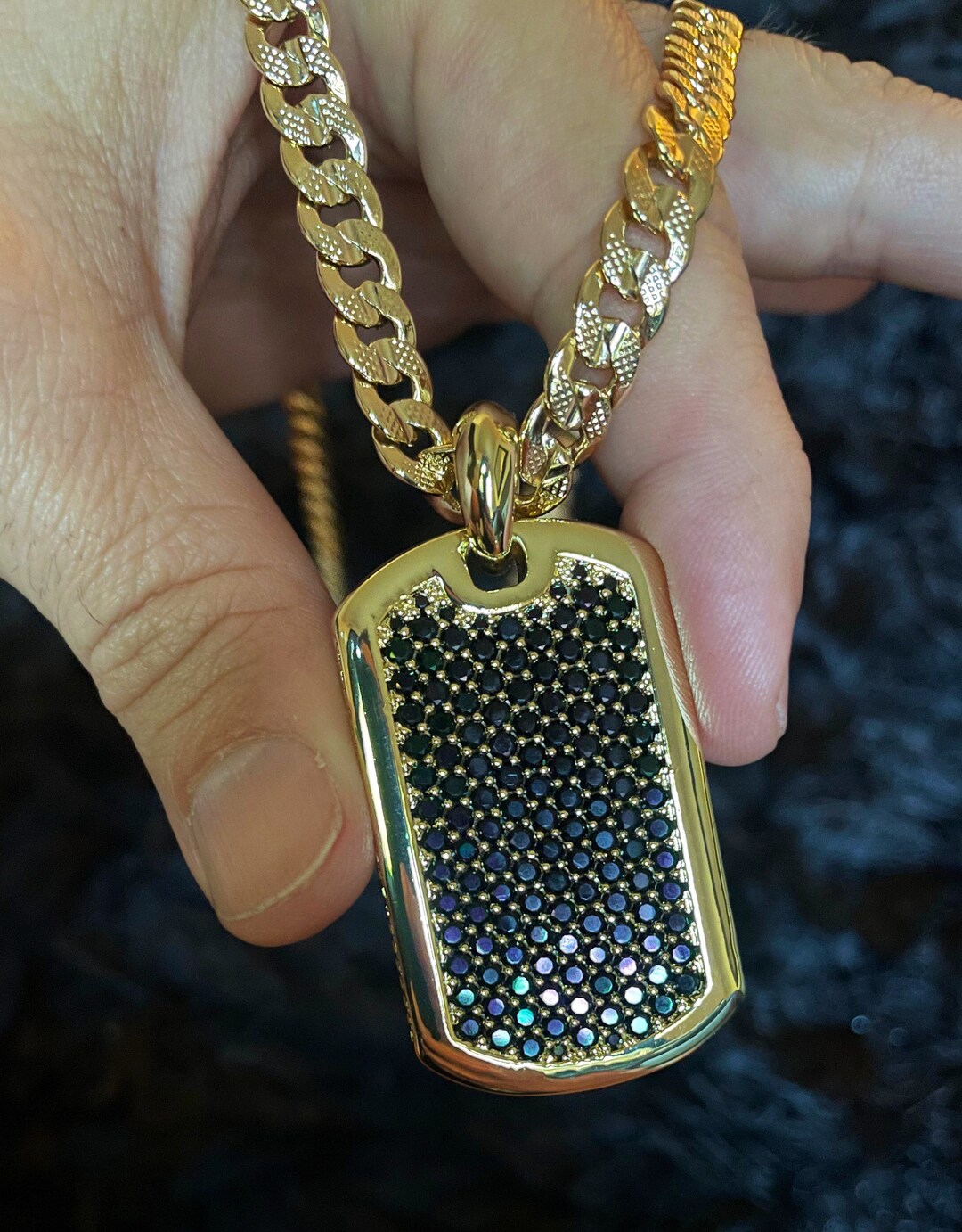 Custom LRG Gold Mens Dog Tag Necklaces by JV Jewelry - Etsy