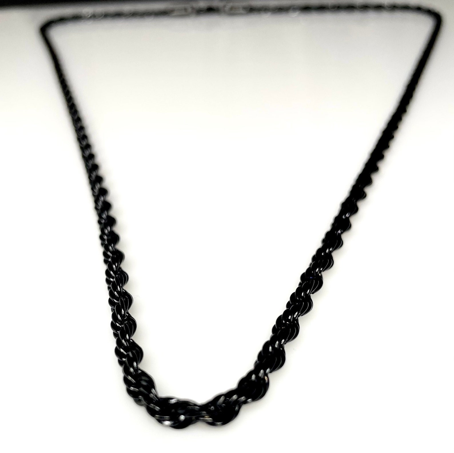 Black Rope Chain Necklace Stainless Steel 3mm for Men or - Etsy