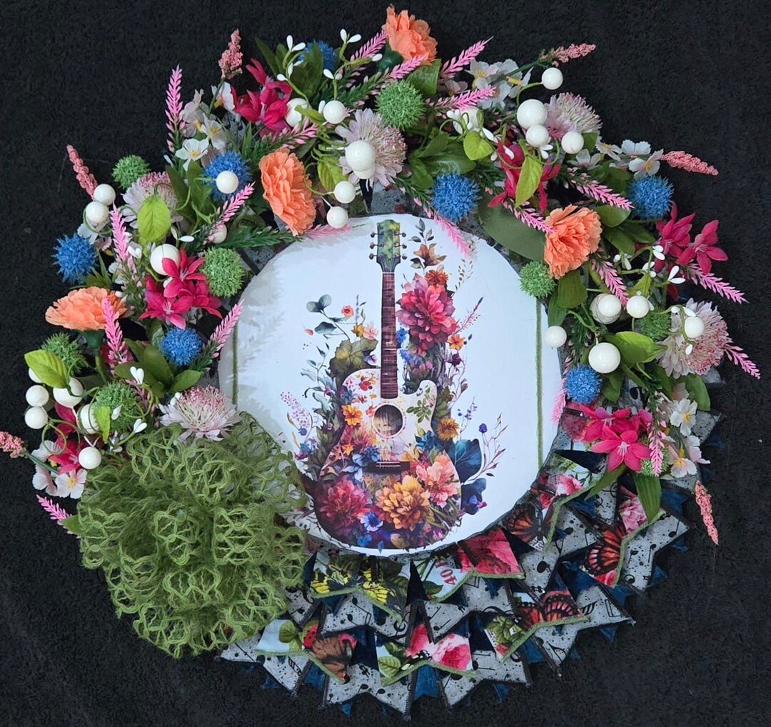 Floral Acoustic Guitar Wreath - Etsy