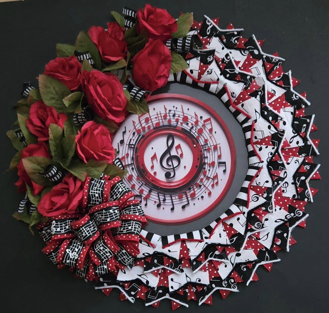 Retro Red Rose Music Wreath - Etsy