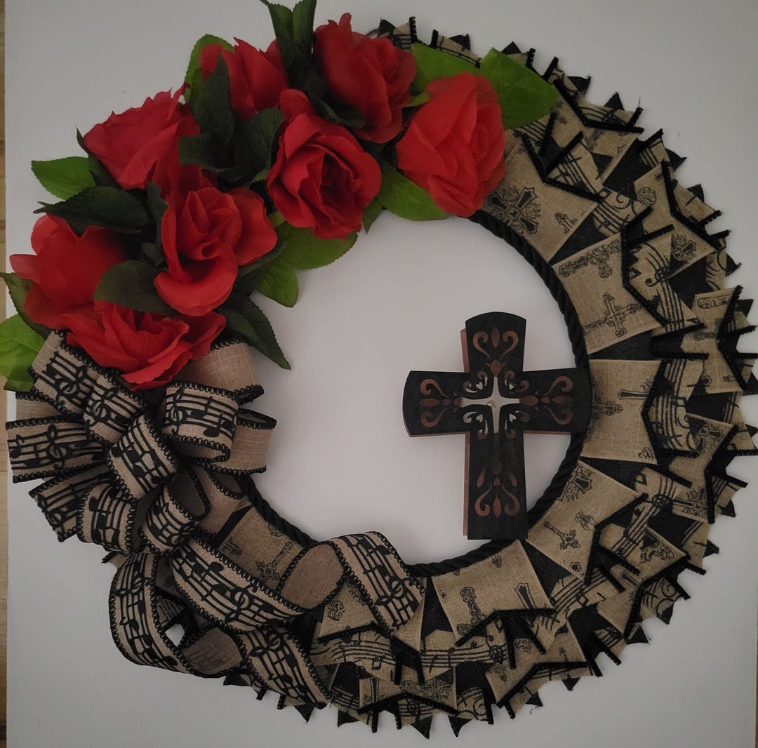 Illuminated Cross & Red Roses - Etsy
