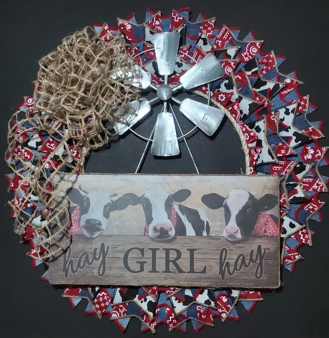 Hay Girl Hay Cow Wreath - Etsy
