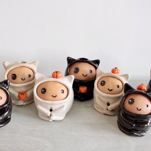 Goobie Cat 05 halloween Pumpkin Black Vase - Etsy