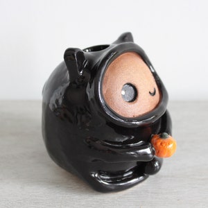 Goobie Cat 05 halloween Pumpkin Black Vase - Etsy
