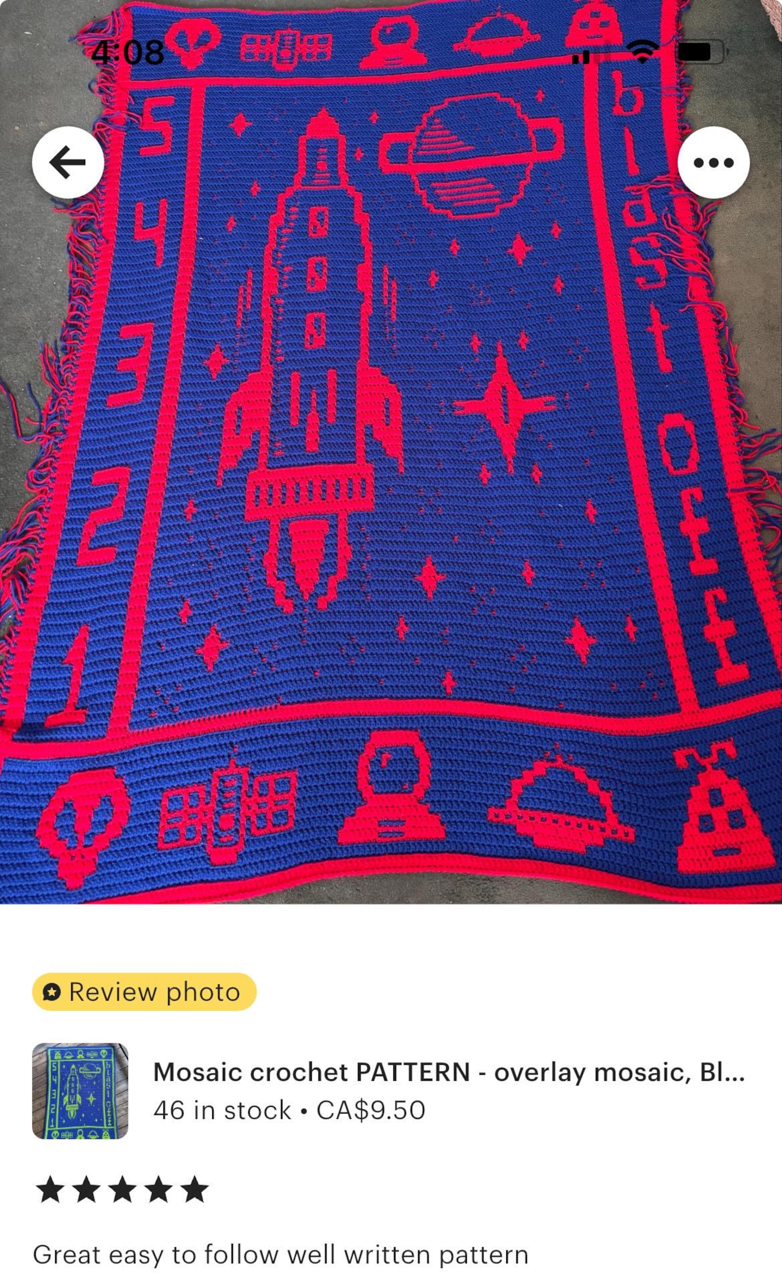 Mosaic Crochet Children’s Blanket Pattern: Space, Rocket Ship - Etsy