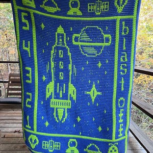 Mosaic Crochet Pattern: Blast off Space Theme With Rocket - Etsy