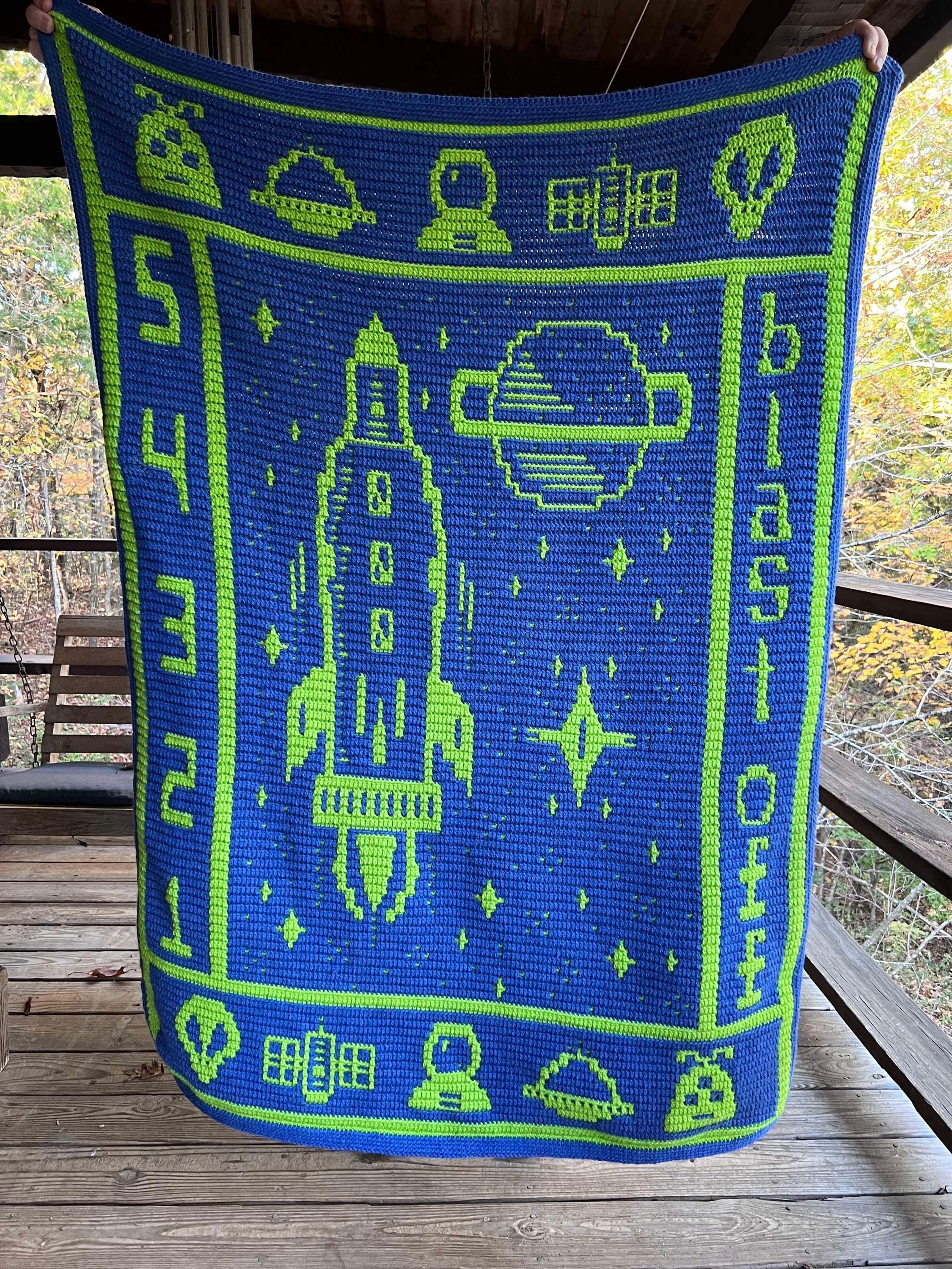 Mosaic Crochet Children’s Blanket Pattern: Space, Rocket Ship - Etsy