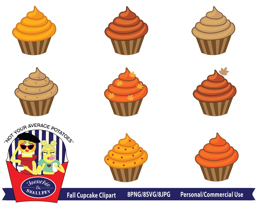 Fall Cupcake Clipart Pack Pumpkin Spice Thanksgiving Autumn Cupcake ...
