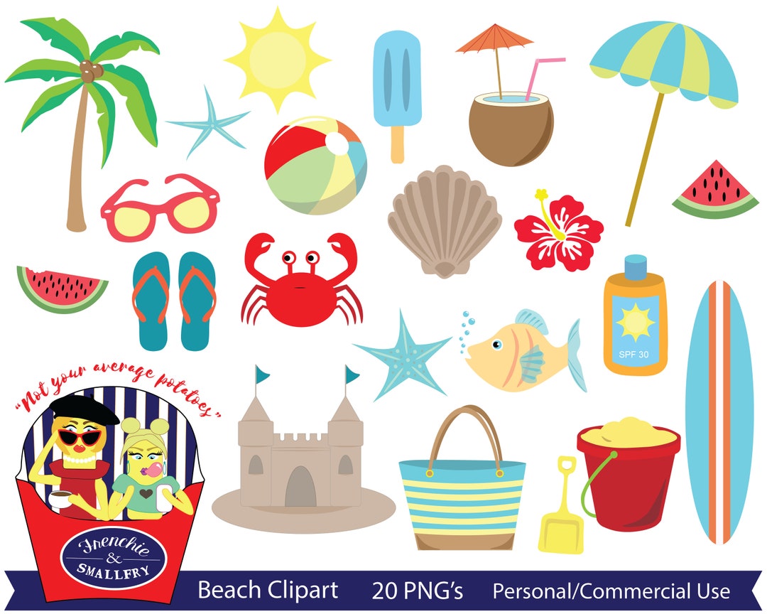 Beach Clipart Pack, Summer Clipart, PNG, CLIPART, Personal Use ...