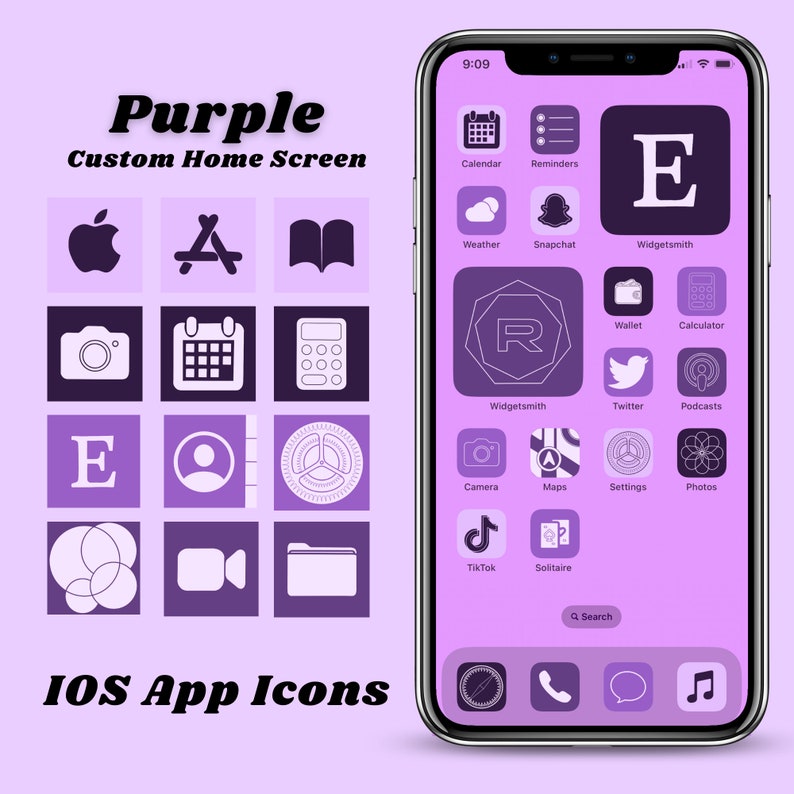 Purple Aesthetic Ios App Icons Monogram Iphone Icon Pack Purple Custom