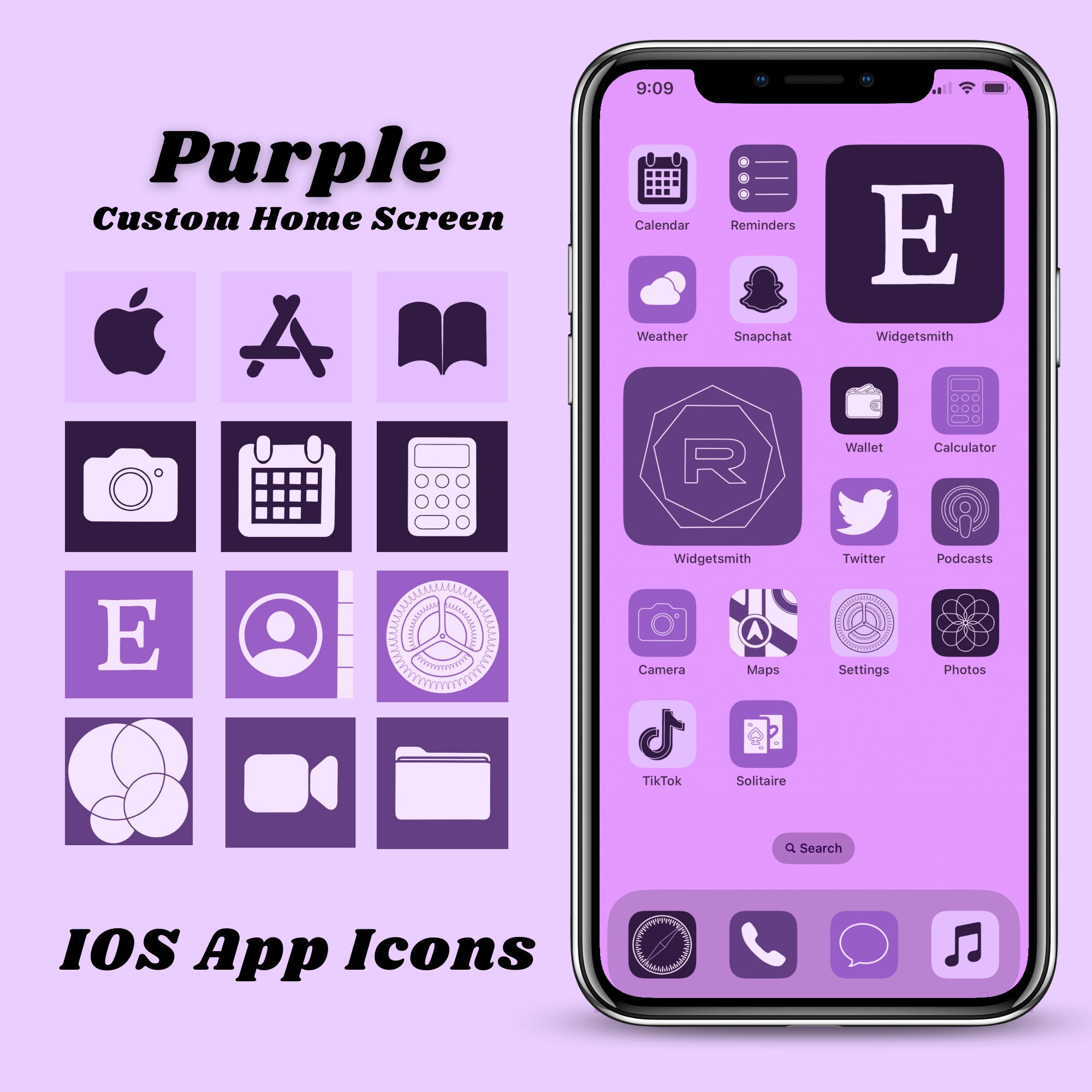 Purple Aesthetic Ios App Icons | Monogram iPhone Icon Pack | Purple ...