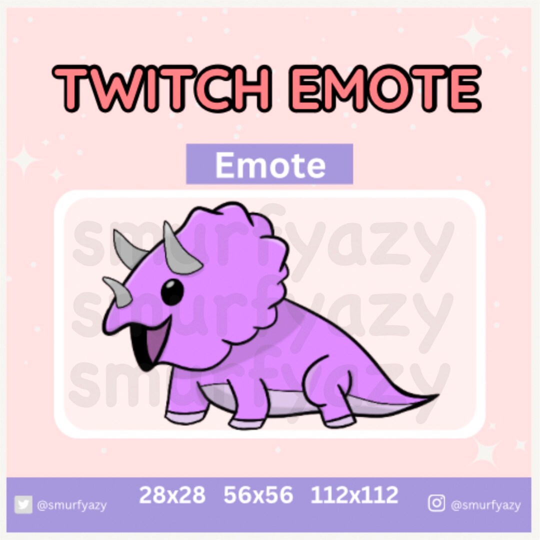 Happy Dino Triceratops Emote For Twitch And Discord Etsy