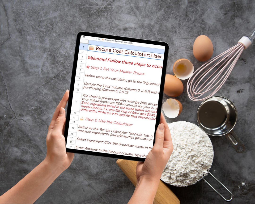 Bakery Recipe Costing Tool: Google Sheets Cake Profit Tracker (digital ...