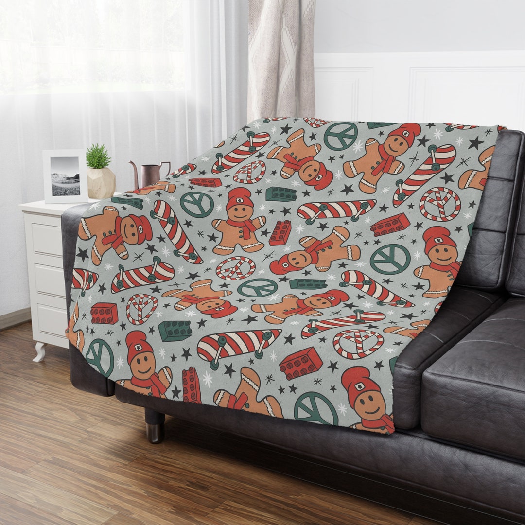 Boys Groovy Gingerbread Men Christmas Blanket, Groovy Christmas Decor ...