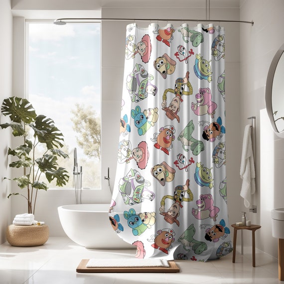 Personalized Toy Story Shower Curtain Disney Bathroom Accessories Disney Decor Disney Shower Curtain Kids Bathroom Decor Etsy