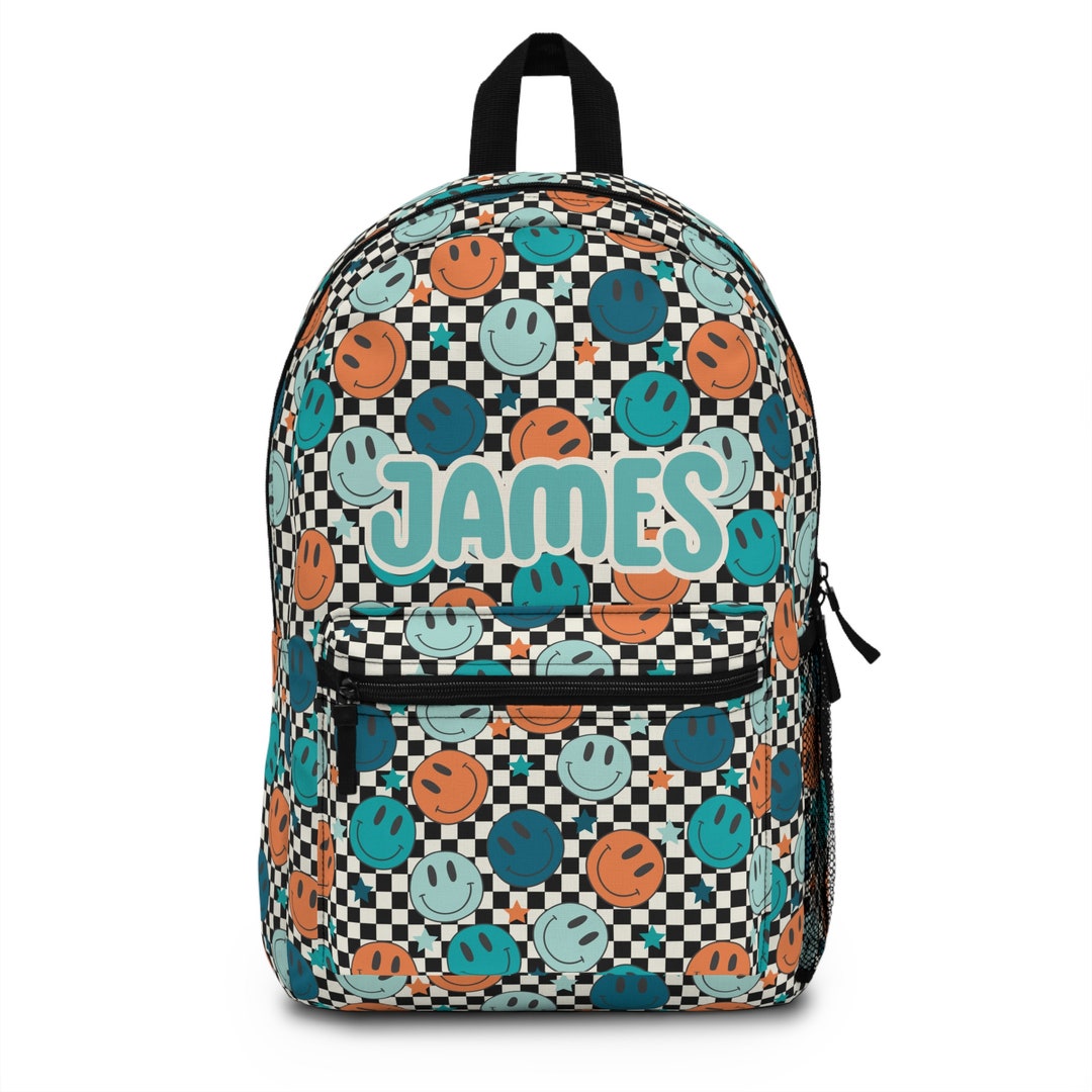 Personalized Backpack Smiley Face, Back to School Boys Bag Kids Toddler ...