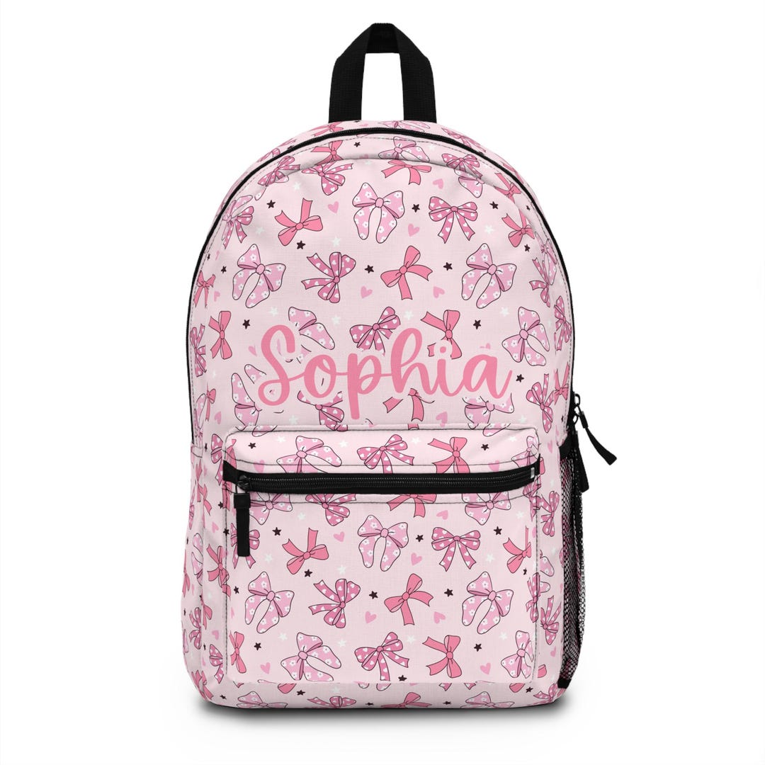 Personalized Backpack Pink Bow Preppy, Back to School Girls Bag Kids ...