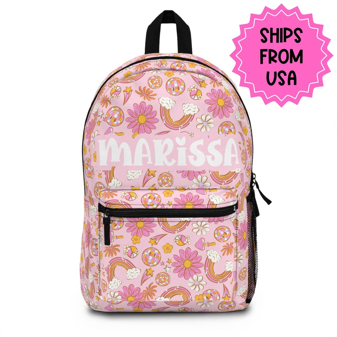 Personalized Backpack Pink Groovy, Back to School Girls Bag Kids ...