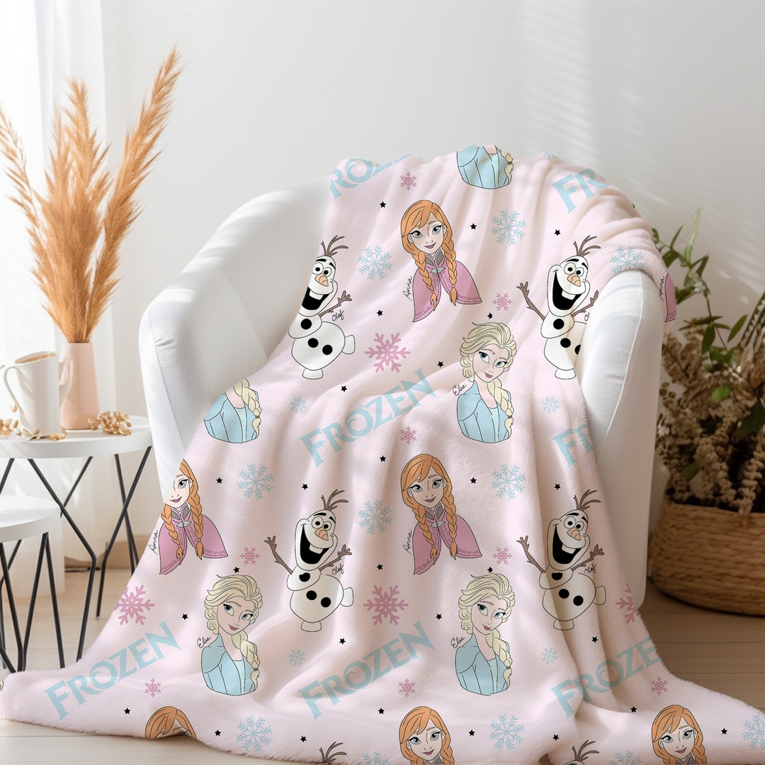Pink Frozen Minky Blanket Disney Princess Blanket Elsa and - Etsy