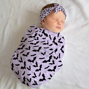 Personalized Fall Bats Newborn Swaddle Set, Purple Halloween Swaddle ...