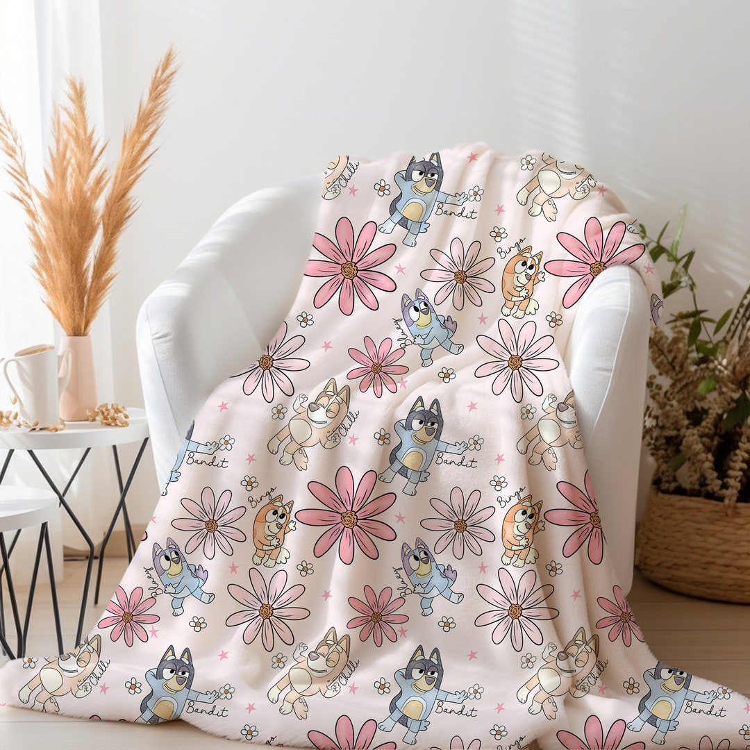 Boho Bluey and Bingo Minky Blanket, Blue Dog Blanket, Sister Dogs ...