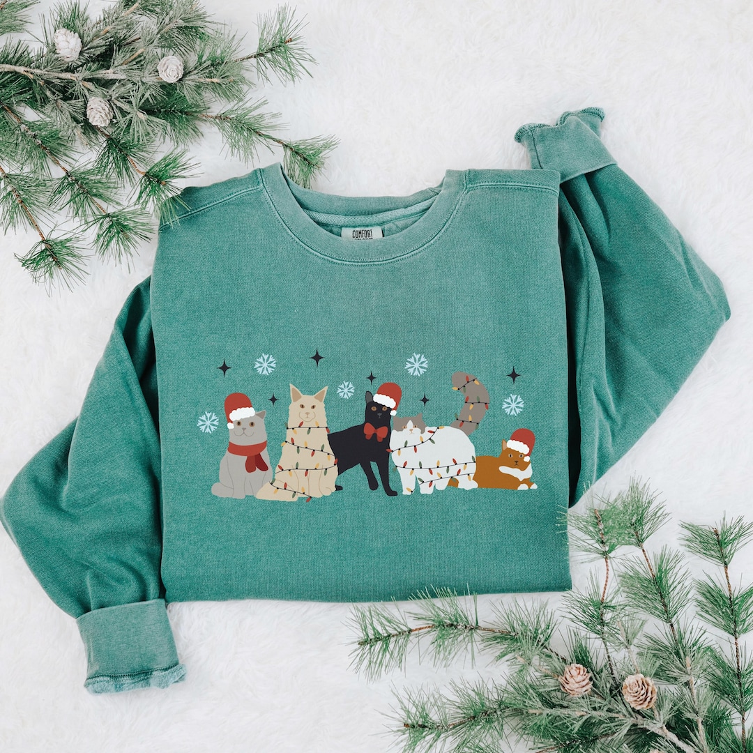 Christmas Cat Sweatshirt, Christmas Cats Sweatshirt, Meow Christmas ...