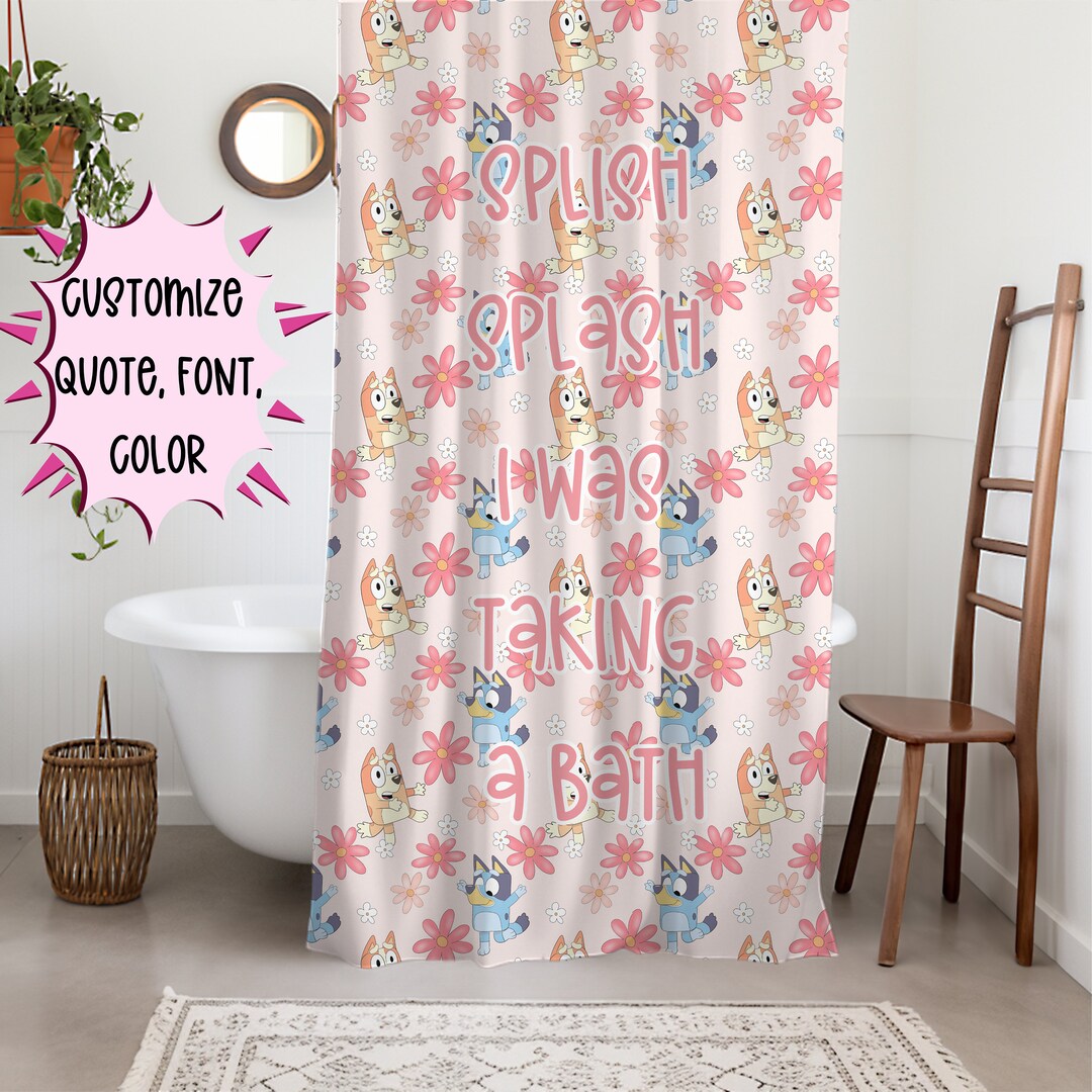 Personalized Bluey Shower Curtain, Bluey and Bingo Shower Curtain, Kids ...