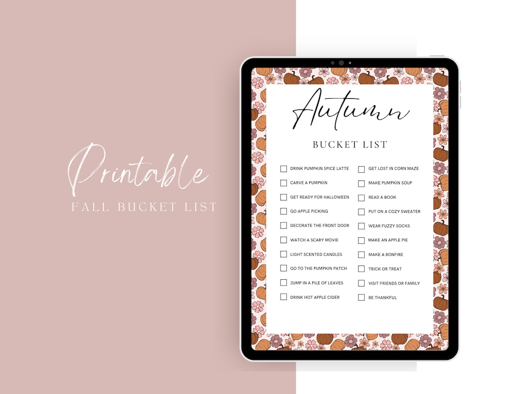 Fall Bucket List Printable, Autumn Bucket List Printable, Kids Fall ...