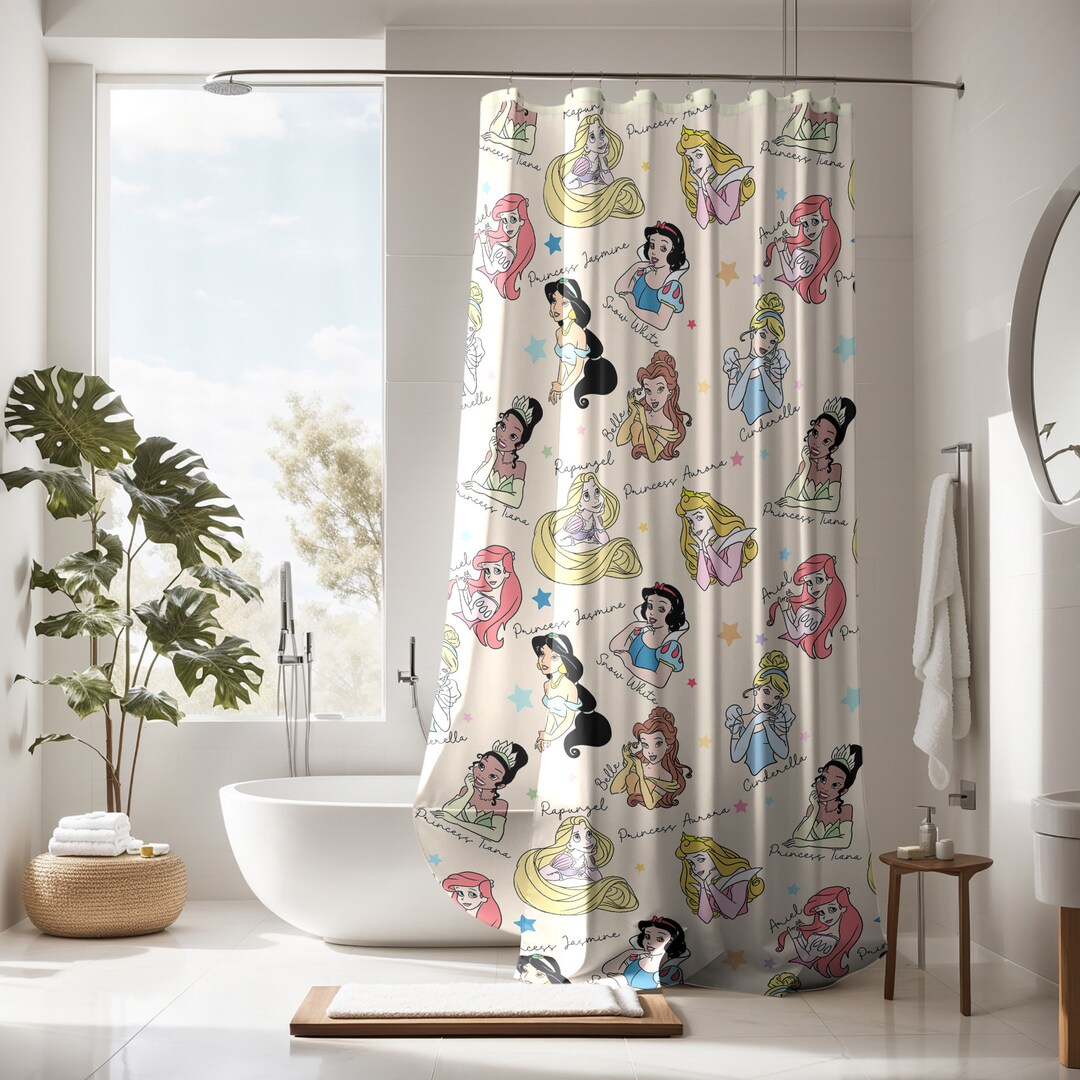 Personalized Princess Shower Curtain, Disney Bathroom Accessories, Kids ...