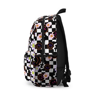 Personalized Backpack Smiley Face Checkered, Back to School Gifts for ...