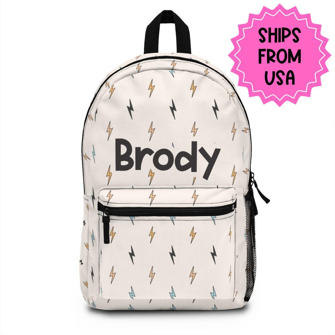 Personalized Backpack Lightning Bolt, Back to School Boys Bag Kids ...