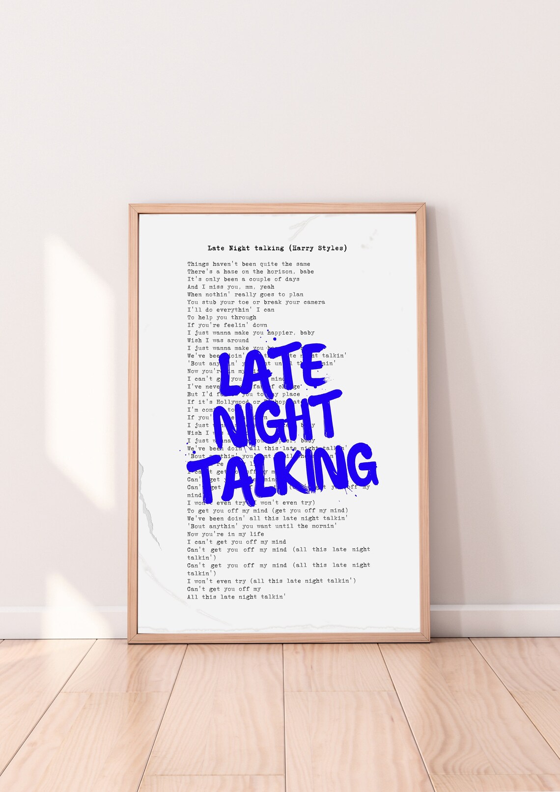 Harry Styles Late Night Talking Pop Poster Minimalist Design Typography ...