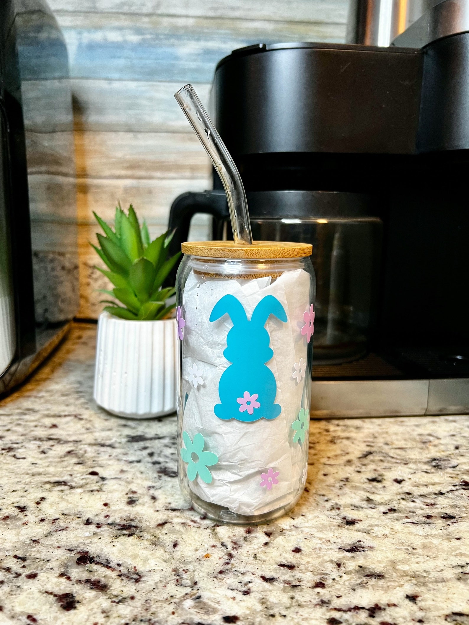 Easter Cup, Easter Bunny Glass Cup, Easter Gift, Spring Gift, 16oz ...