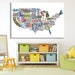 Kids USA Map USA Map Canvas United States Map Wonderful | Etsy