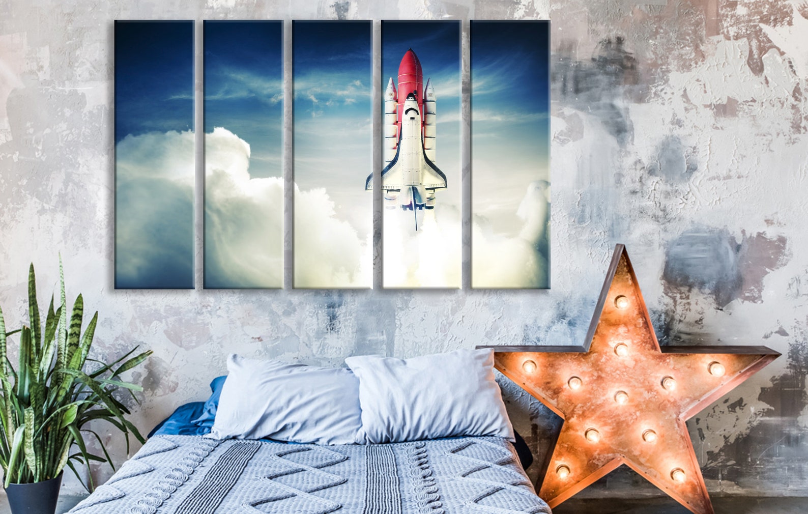 Space Rocket Poster Space Wall Art Rocket Canvas Poster - Etsy