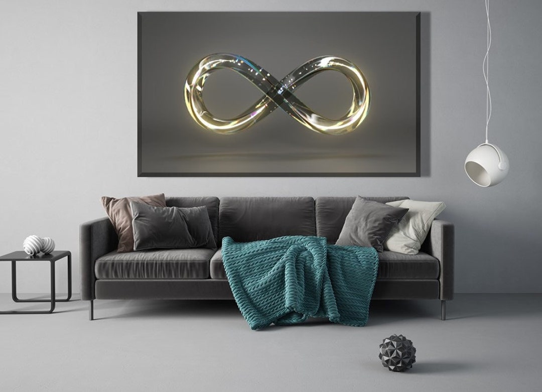 Abstract Infinity Symbol Canvas, Glass Infinity Sign Artwork, Noetic ...