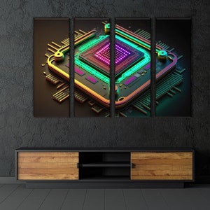 Computer Chip Wall Art, Cirquit Board Print, Microcontroller Poster, IT ...