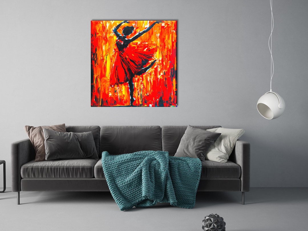 Black Ballerina in Motion, Abstract Canvas Wall Art, Modern Ballet Art ...