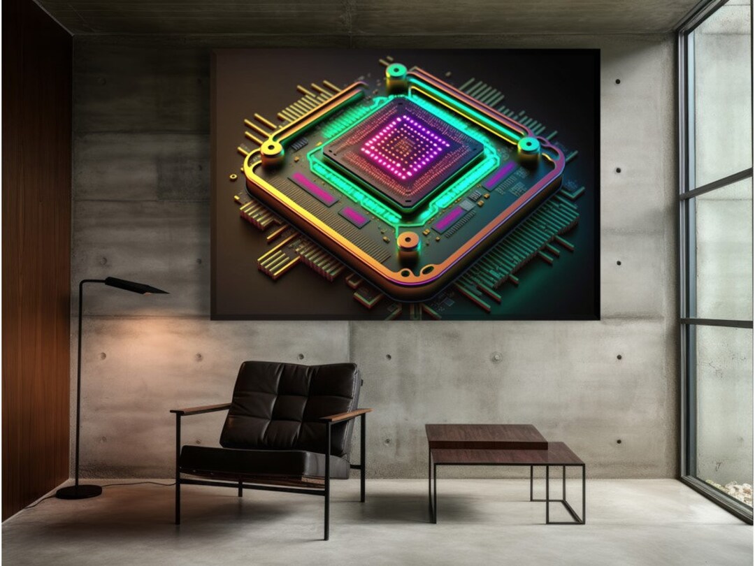 Computer Chip Wall Art, Cirquit Board Print, Microcontroller Poster, IT ...