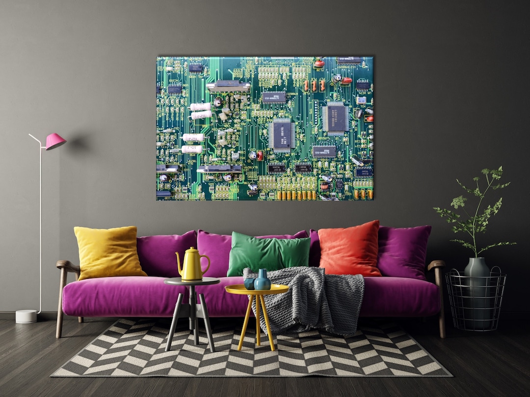 Cirquit Board Wall Art Print, Computer Motherboard Canvas, Programming ...
