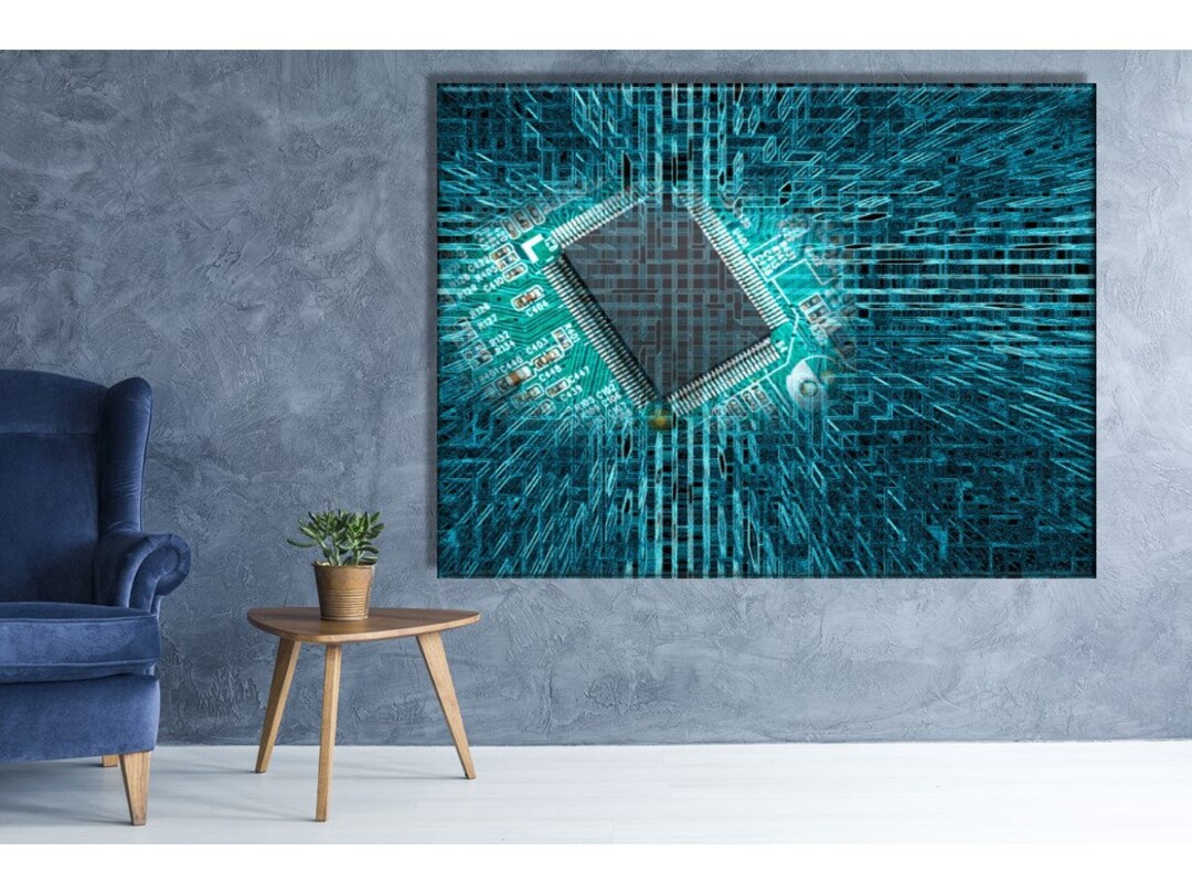 Microchip Canvas Print, Circuit Board Art, Computer Scince Print ...