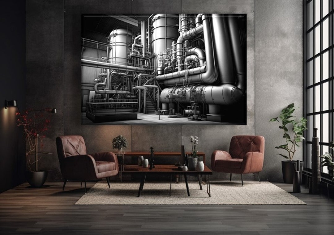 Modern Technological Factory, Industrial Plant Artwork, Professional ...