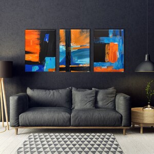 Blue Orange Abstract Oil Painting on Canvas, Contemporary Painting ...