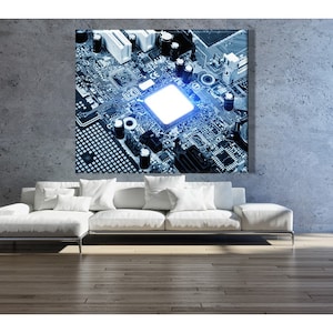 IT Office Wall Decor, Circuit Board Canvas, Motherboard Poster ...