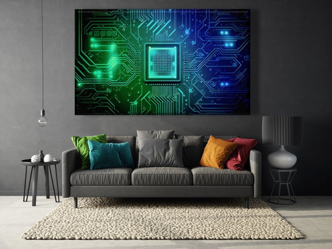 Processors CPU on Motherboard , Electronic Board Print Canvas ...